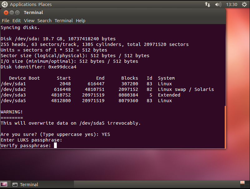 Encrypt disk in Ubuntu – Jackie Chen's IT Workshop